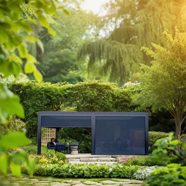 Modern Electric Bioclimatic Pergola Gazebo Solar Waterproof Motorized ...