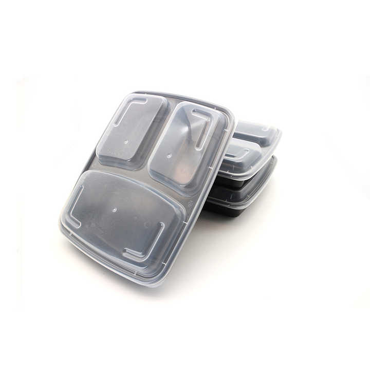 39oz 3 Compartment Microwavable Plastic Food to Go Container With Lids ...