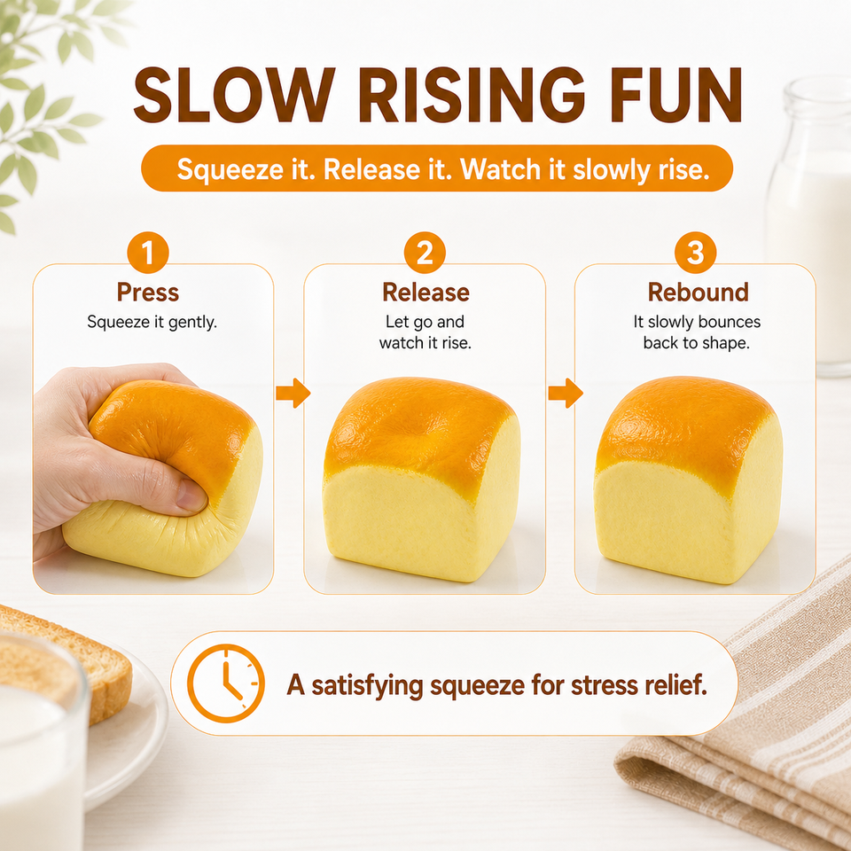 Cute Toast Bread Shape Squishy Toy Soft Sensory Squeeze Toy Anti Stress ...