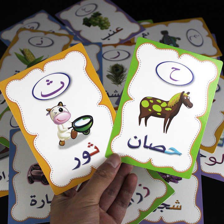 28 Pcs Arabic ABC Words Kids Montessori Learning Number Cards ...