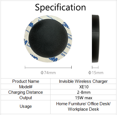 Fast Charging 15W customized USB input built-in 10mm Invisible ...