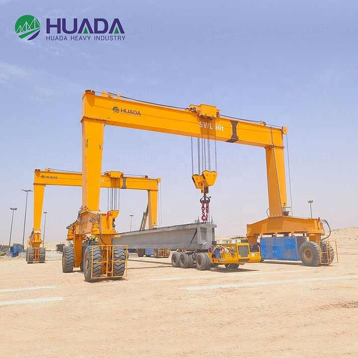 80 Ton 90 Ton Rubber Tyred Gantry Crane RTG with Flip Spreader for ...