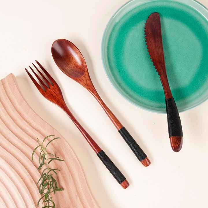 Wholesale Wooden Tableware Set, Travel Camping Equipment Set, Wooden ...