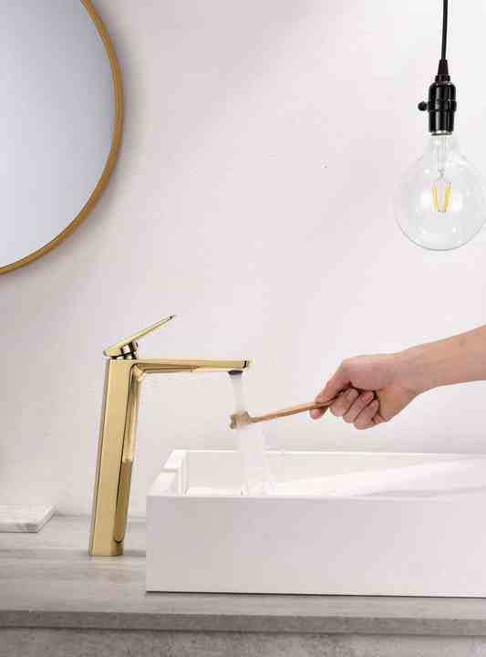 Contemporary Solid Brass Hotel Home Bathroom Faucet Modern Water Basin ...