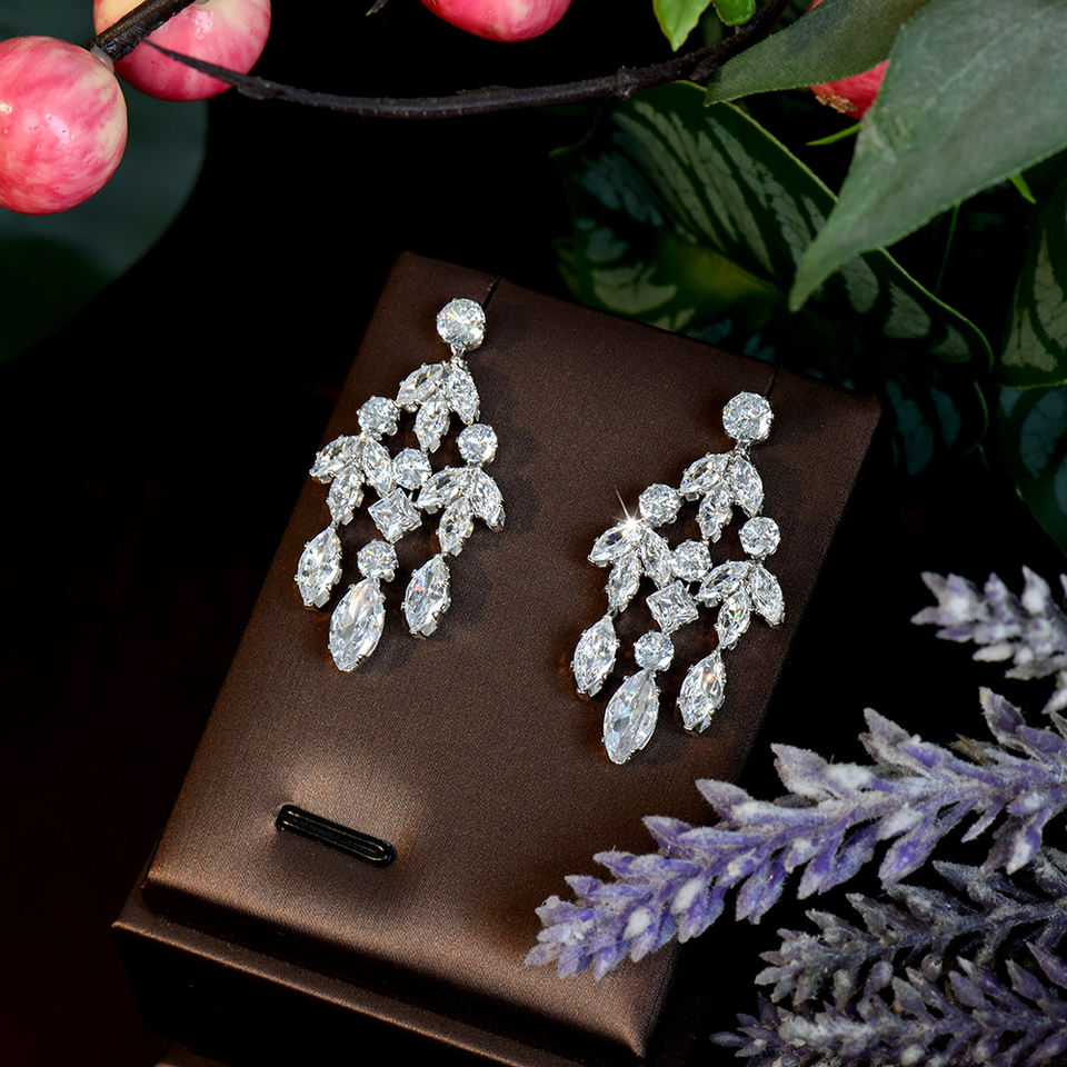 Simple Style Wedding Party Jewelry Set 4PCS CZ Shiny Cubic Zirconia ...