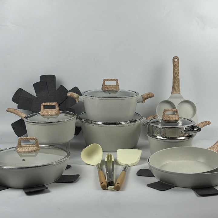 Rofee Factory Modern 22pcs Aluminium Cookware Sets Granite Pots and ...