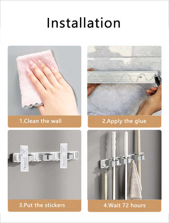 Hot Sell Wall Mounted Aluminum Multifunction Mop Broom Cleaning Tool ...