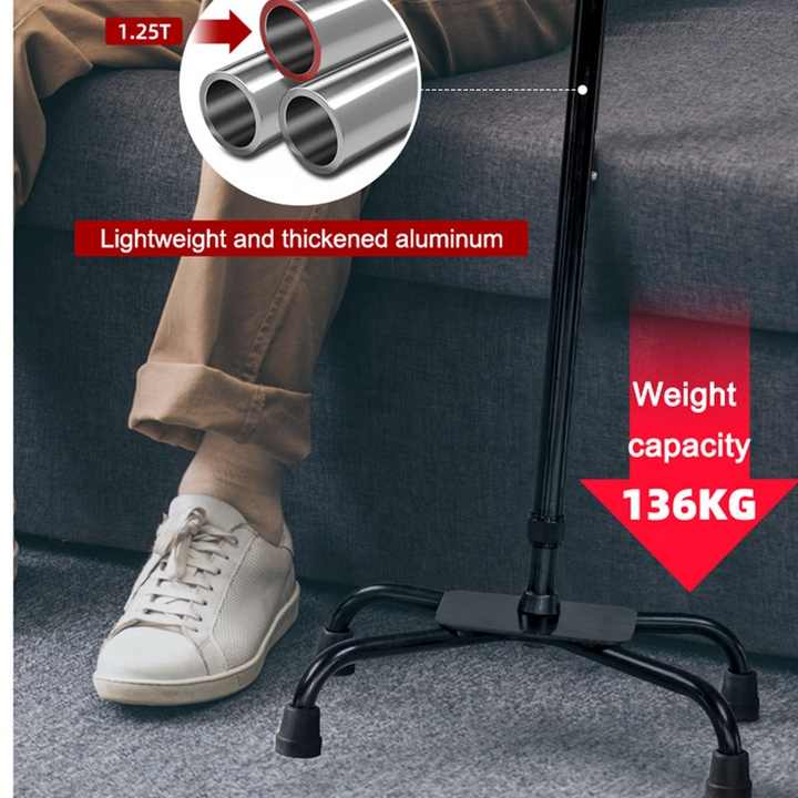 Quad Cane Walker With Rubber Tips For Stability & Support - Oem Available