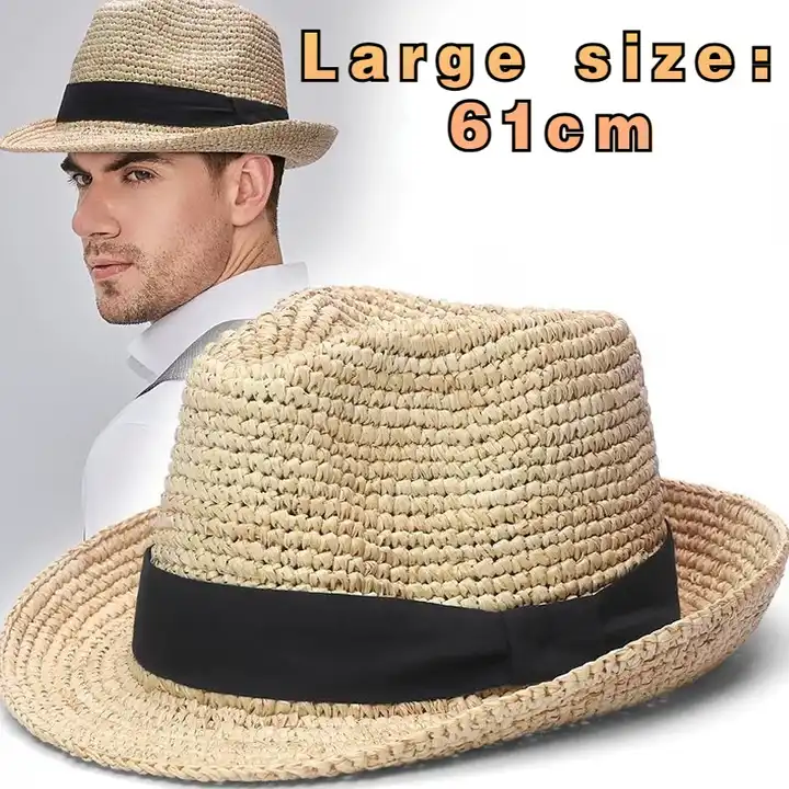 XL Large Size 61cm Panama Straw Hat for Woman and Man Foldable Woven ...