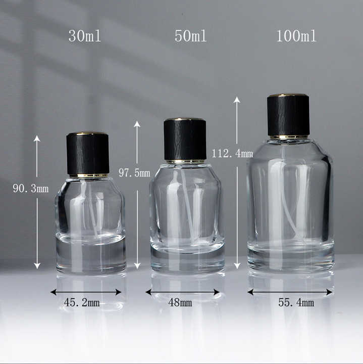 Luxury Round Glass Perfume Bottle With Metal Caps 30ml 50ml 100ml ...