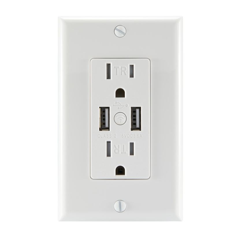 Wall Outlet USB Socket Duplex Receptacle Type C Ports 4.2 a Output ...