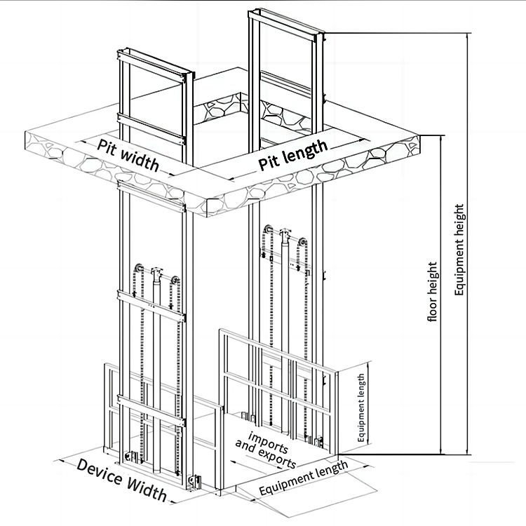 1 Ton Loading Countertop Hydraulic 500kg 3-10m Small Freight Elevators ...