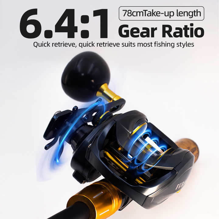 Baitcasting Reel 6:4:1 Gear Ratio Carbon Fiber 15kg Drag Casting Fishing Reel for Freshwater ...