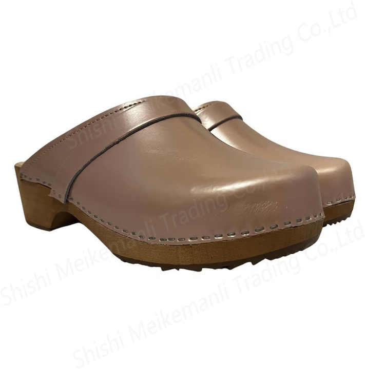 Leather Printed Embroidery Cork Sole Arch Support EVA Women Custom Mule ...