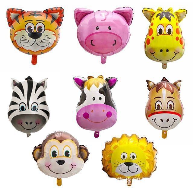 Cartoon Animal Head Aluminum Foil Balloons Glossy Version Party Lion ...