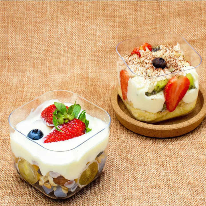 Large Capacity Transparent Plastic Mousse Mini Cups for Tea Cake Bread ...