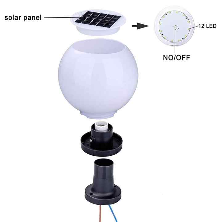 Solar Powered Globe Fence Post Lights - IP65 Decorative