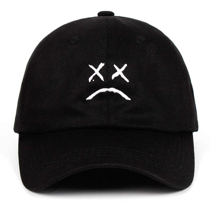 New Product Ideas Sad Face Embroidery Fitted Baseball Caps High Quality ...