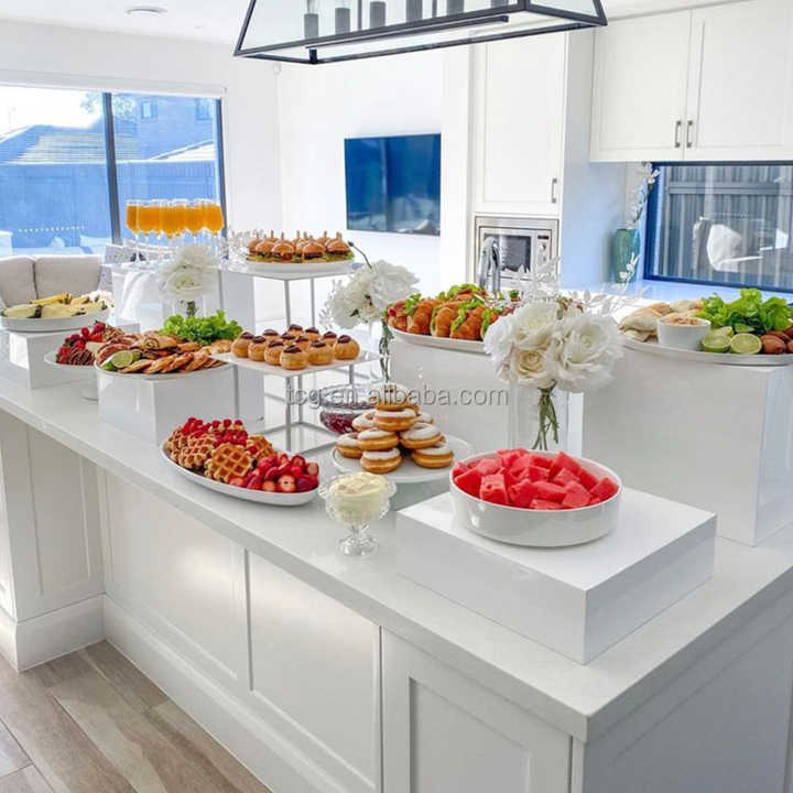 TCG Custom White Acrylic Food Display Risers Cube 5 Sided Acrylic Food ...