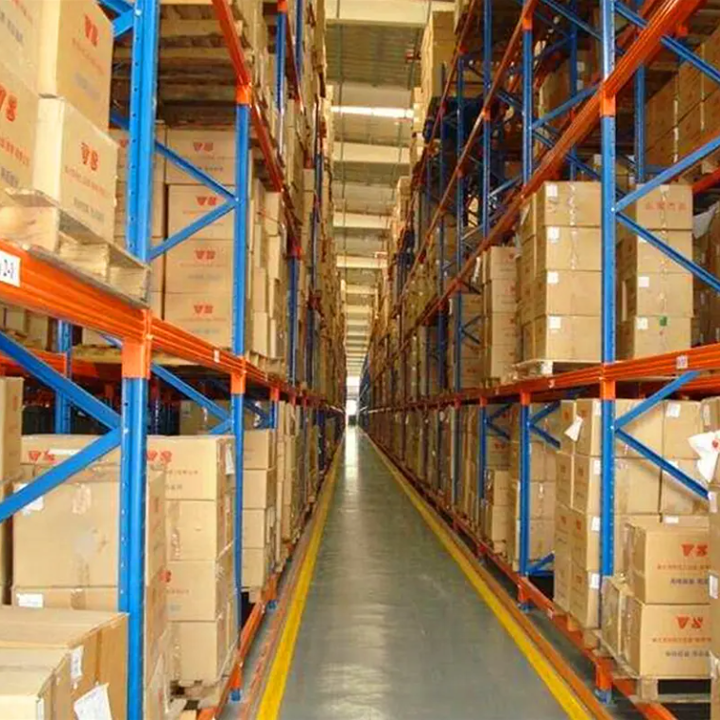 Very Narrow Aisle Selective Pallet Racks Space Saving Guided Forklift ...