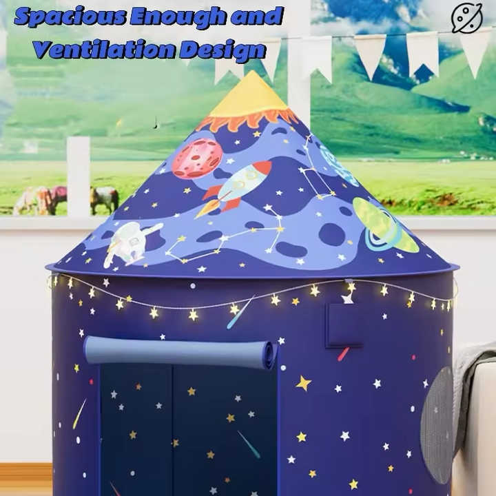 Rocket Ship Tent Playhouse Small Blue Foldable Space Child Play ...