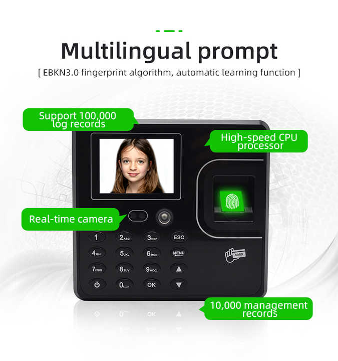 Web Cloud Software Hybrid Biometric Device Fingerprint Reader Face ...