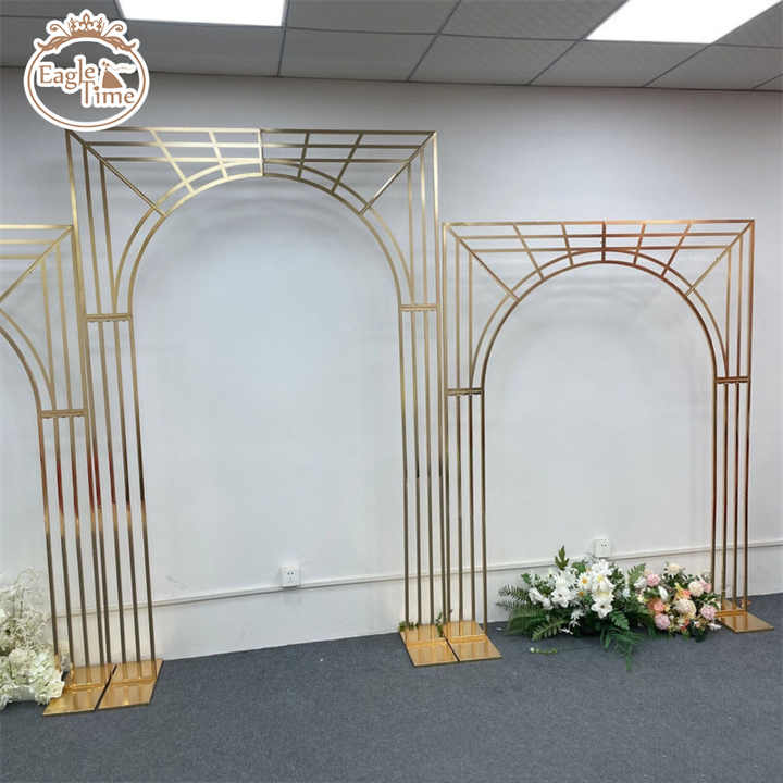 Gold Flower Backdrop Metal Cake Set Metal Plinth Flower Arch Stand ...
