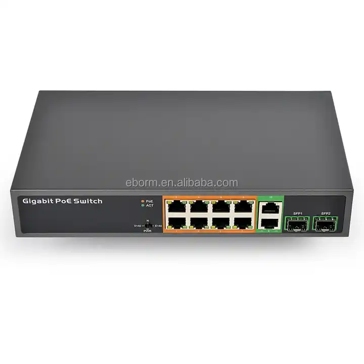 8port Gigabit Poe Switch 48v with 2*RJ45 and 2*SFP AI POE Switch Anti ...