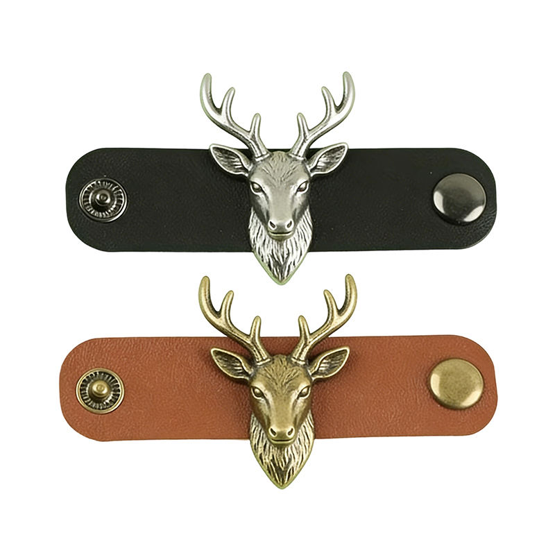 3D Bull Head Scarf Clips PU Leather Custom Alloy Metal Fasteners West ...