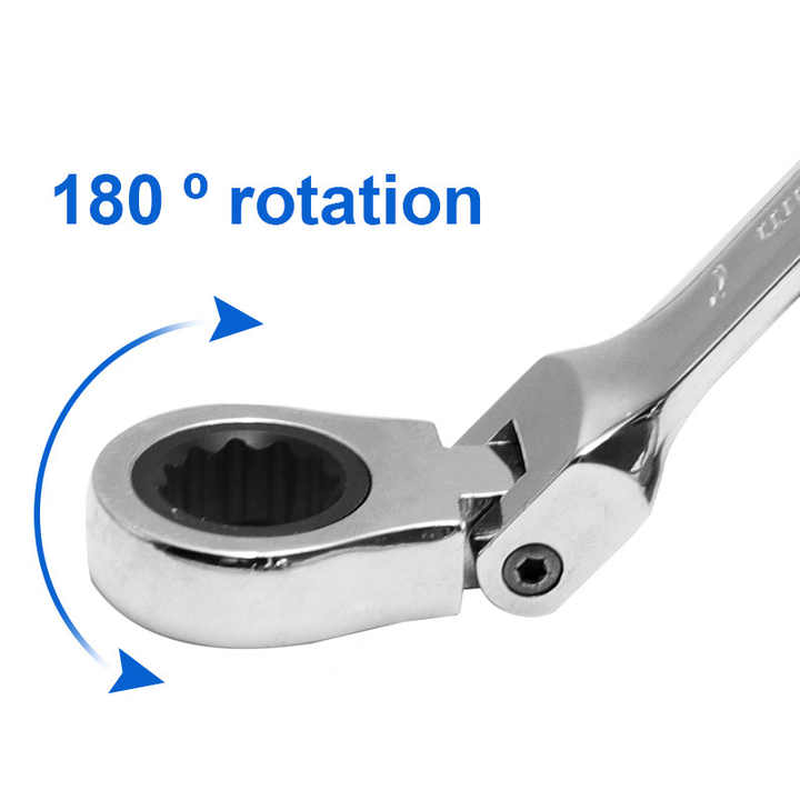 Combination Ratchet Wrench with Flexible Head - Dual-Purpose Tool