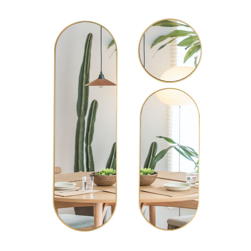 Jinn Home Luxury 3 PCS Gold Wood Aluminium Floor Mirror Set for Modern ...