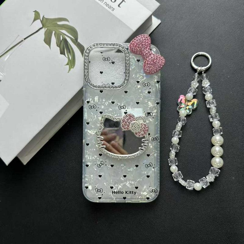 Luxury 3D Kitty Cat Bow Glitter Diamond Mirror Phone Cover for iPhone ...