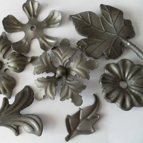 Wrought Iron Leaves Forged Cast Flowers and Leaves on Steel Gate ...