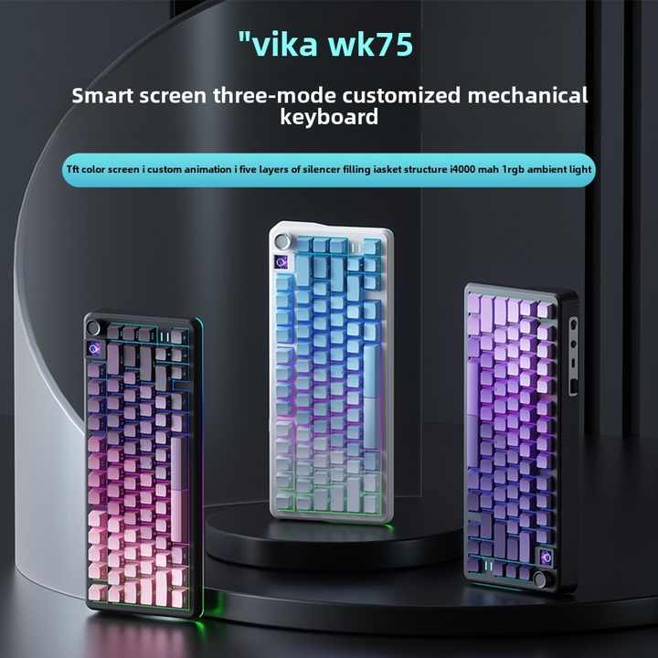 W75 3-Mode RGB Backlit Mechanical Gaming Keyboard 75% Layout with ...