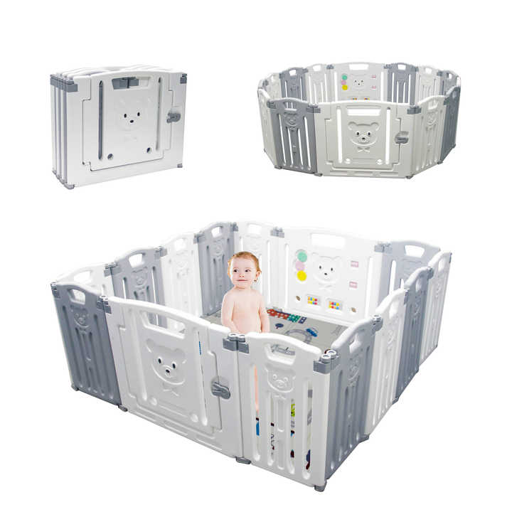 High-Quality Foldable 12+2 Easy to Carry Child Safe Plastic Baby Fence ...