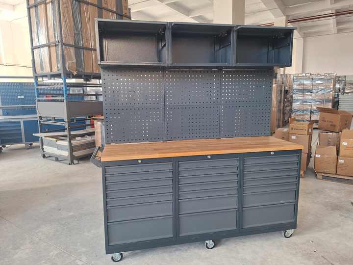 Premium Modular Workbench With Overhead Cabinets Tool Chest 21 Drawers ...