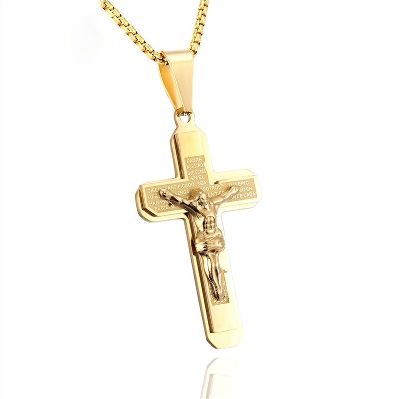 Cross Jesus Crucifixion Religious Bible Gold Plated Waterproof Non ...