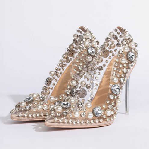 Designer Pearl Rhinestone Shoe Woman Beaded Shoes for Party