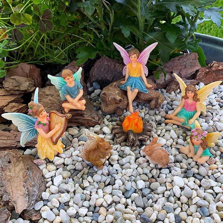 Fairy Garden Miniature Fairies Figurines Accessories - Camping Kit of 9 ...