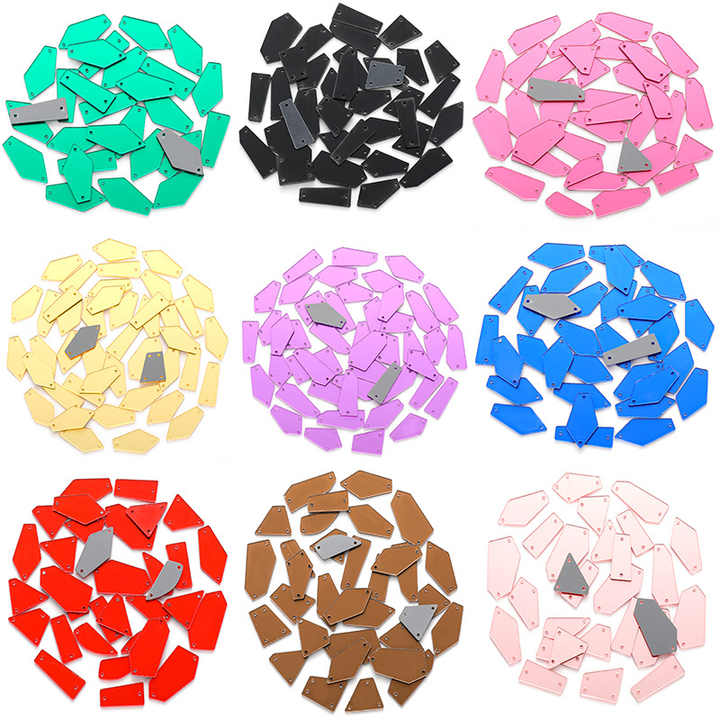 Flat Back Acrylic Mirror Finish Sew on Rhinestones Holes Garment ...