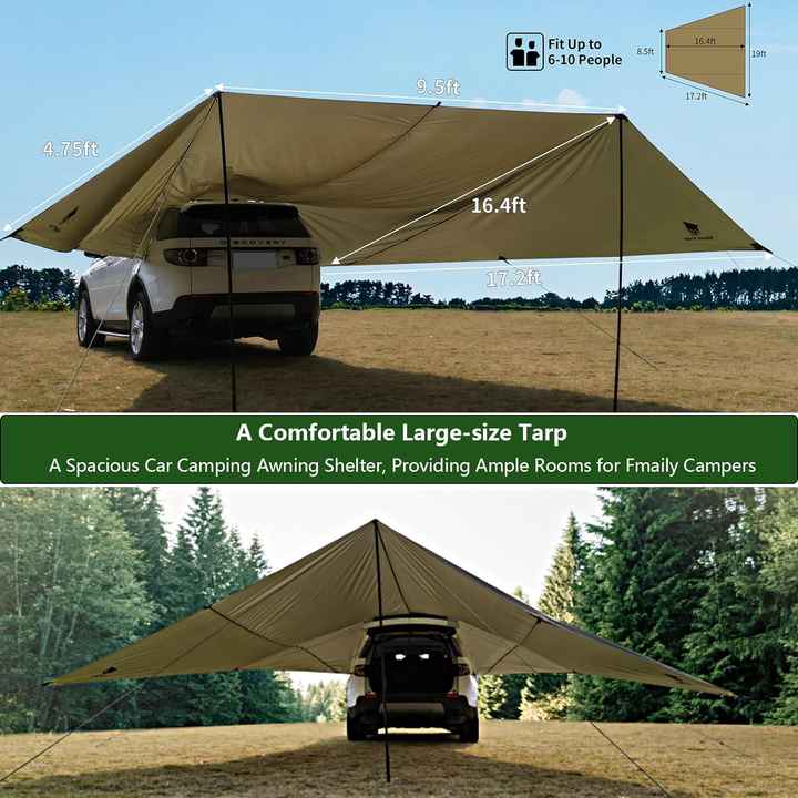 Portable Tailgate Car Awning Waterproof Rain Fly Tent for Camping SUV ...