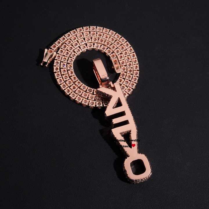 Custom Made 4 Letters Mosaic Setting Rose Gold Plated Moissanite ...