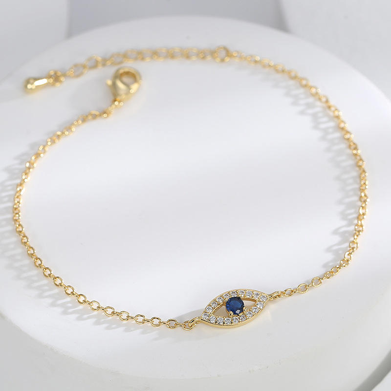 Eye Design Thin Chain Heart Shape Zircon Claw Setting Custom Logo Charm ...