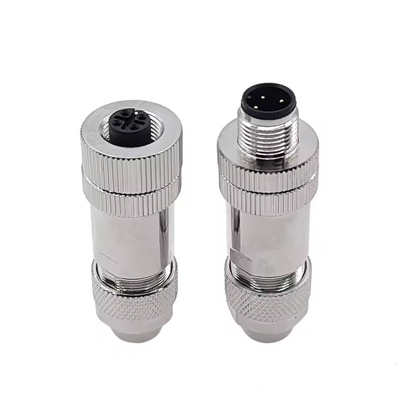 M12 Sensor Connector Male&Female Signal Shielding Metal Plug 4 5 8 Pin ...