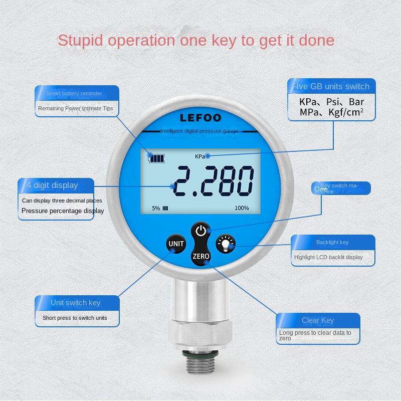 LEFOO T6100 Digital Electronic Pressure Gauge High Precision Shock ...