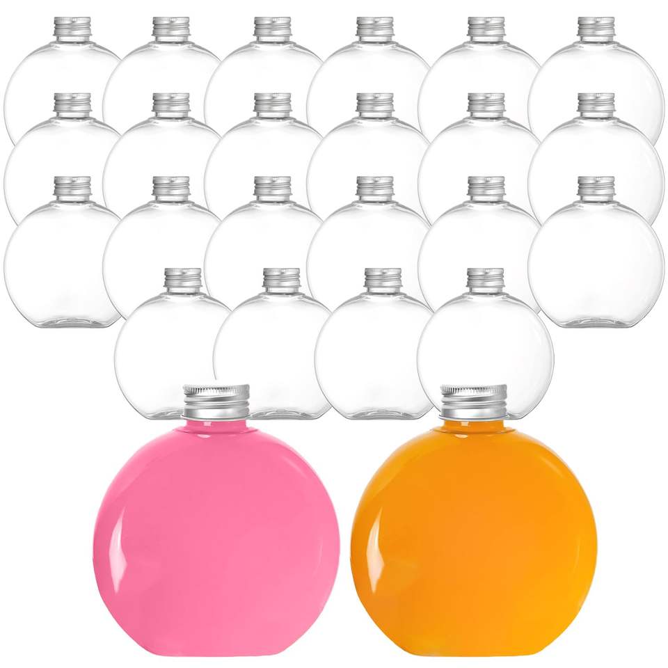 Food Grade 10oz Transparent PET Plastic Round Flat Bottles with ...