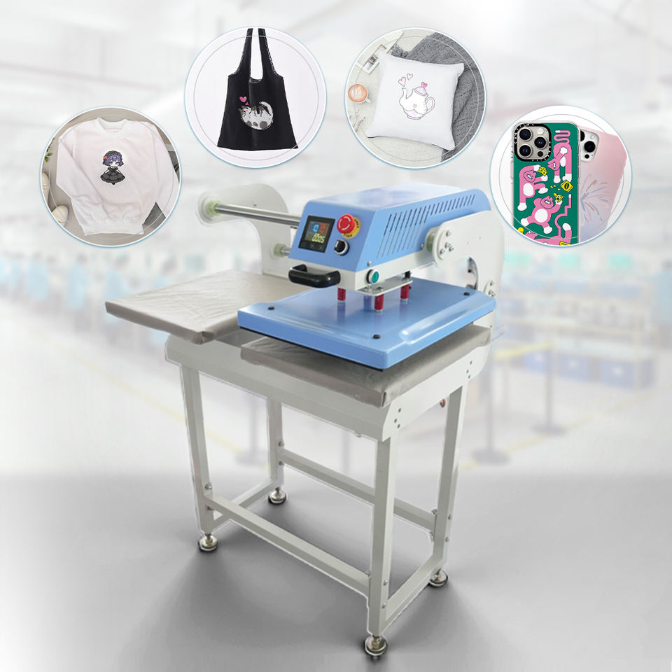 Auto Dual-Head Heat Press W/ 3 Press Modes & Moving Platen, 3 Sizes(15 ...