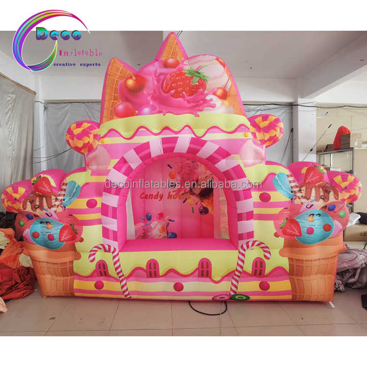 Customized Cartoon Inflatable Ice Cream Booth - Pink Food Car