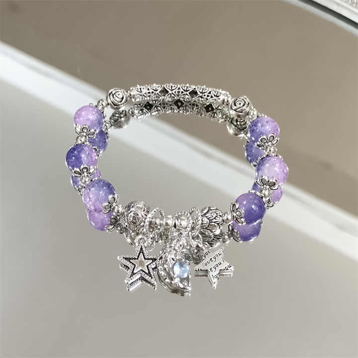 Rinhoo Moon Star Charm Fantasy Popcorn Crystal Bracelet