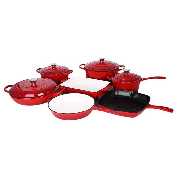 Customized Logo Non-stick Cast Iron Cookware Set With Lid & Eco ...